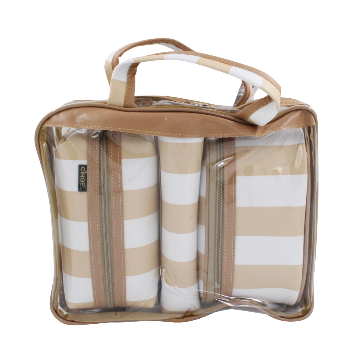 Kit Nécessaire Feminina 4 Peças em PVC Colorido Cingel