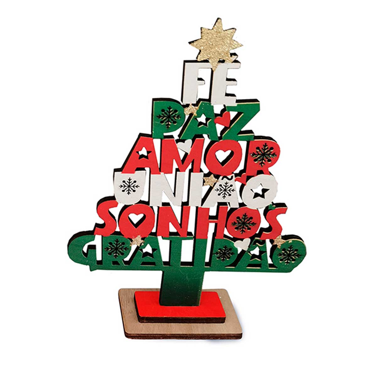 Enfeite de Mesa Arvore de Natal 17cm em MDF Multiart