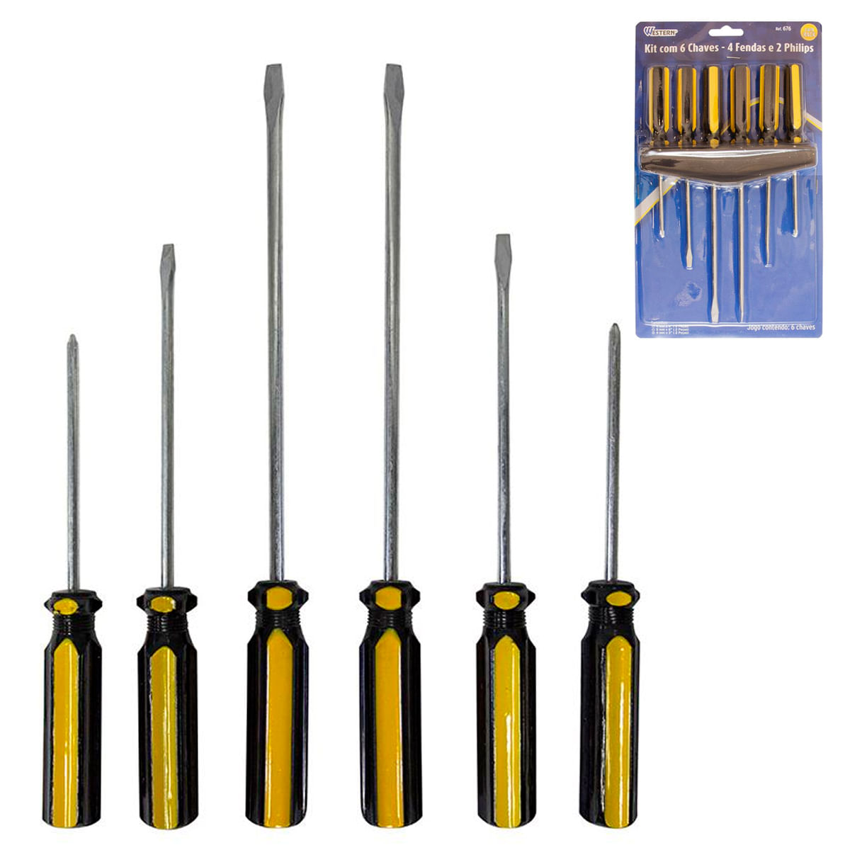 Kit Chave de Fenda 6 Peças em Aço Inox 17x28cm