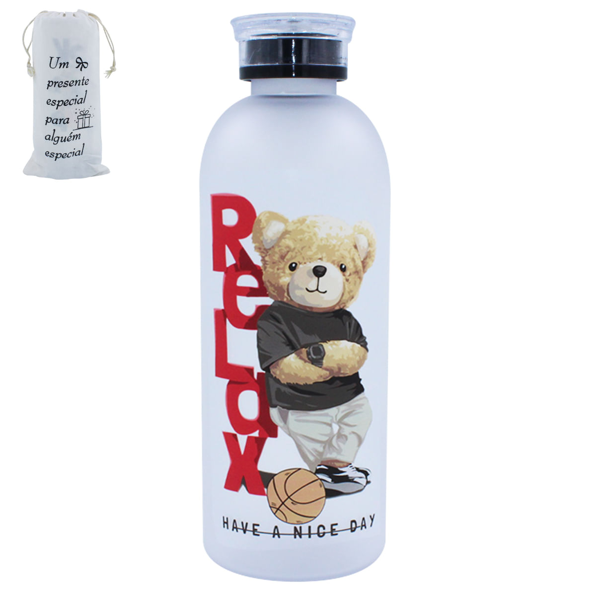 Garrafa Bear 1000ml+ Capa Tecido Golden Rio