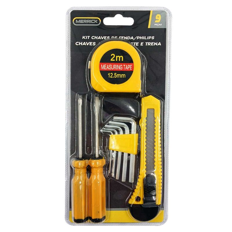 Kit Ferramentas 9 Peças em Metal Merrick
