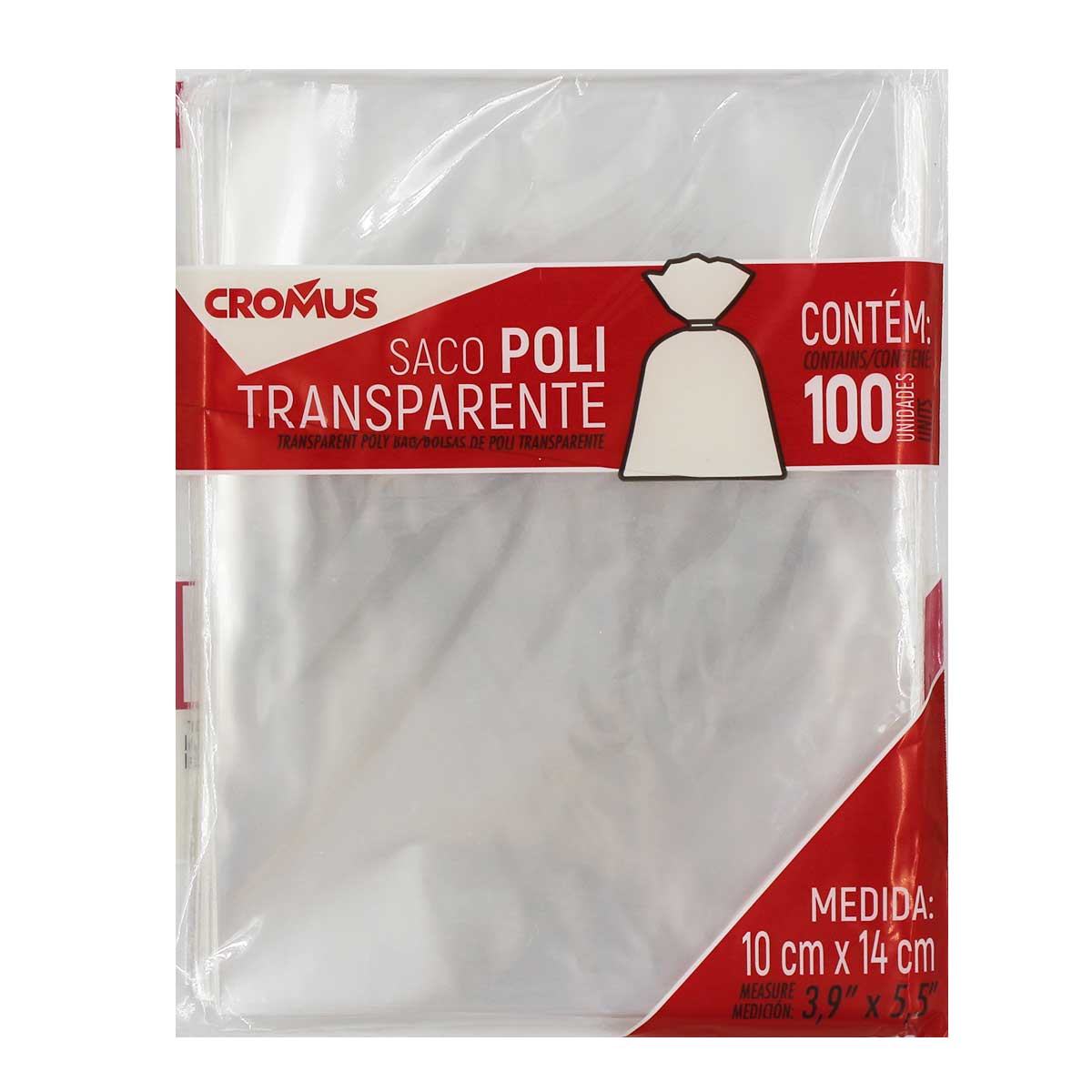 Saco Poli Transparente 10x14cm em Plástico Cromus