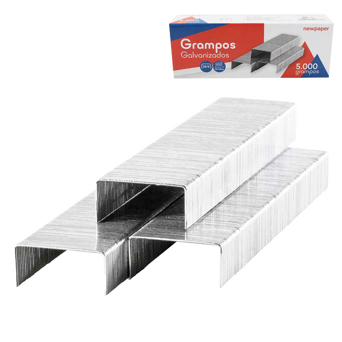 Grampo P/ Grampeador 26/6 5000 Unidades em Metal NewWay