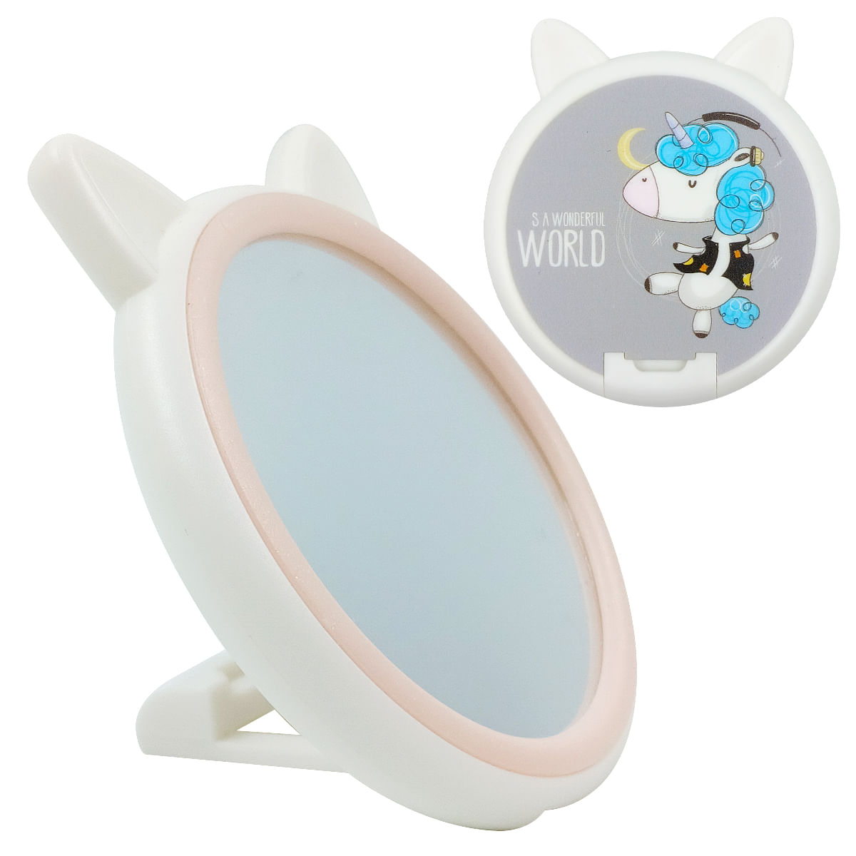 Espelho de Bolsa Gato 7x7cm em Plástico Imporiente